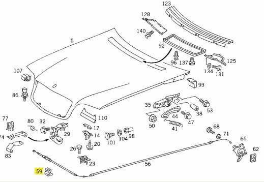 Mercedes hood release cable clip A0009950148 Genuine | eBay