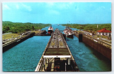Panama Canal, Gatun Locks, View From Control Tower, Ships, Chrome ...