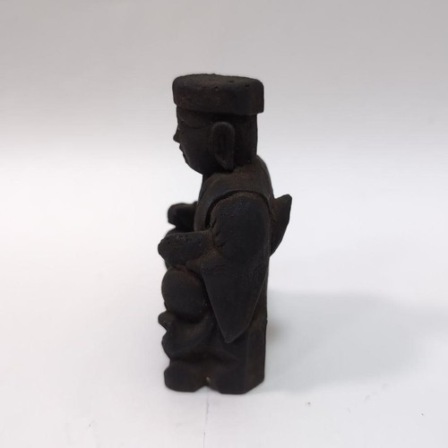 EBISU GOD Wooden Statue 3.7 inch 19TH C EDO Japanese Antique Shinto ...