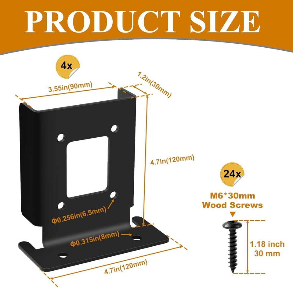4Pcs Adjustable 4X4 Pergola Post Base for Wood Fence, 4X6 Post Anchor ...