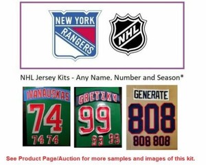 NHL New York Rangers Lettering Custom Jersey Kit ANY YEAR Name Number ...