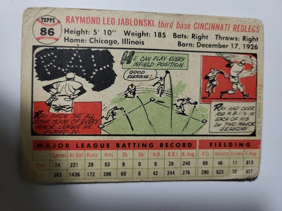 1956 Topps Ray Jablonski G card #86 | eBay