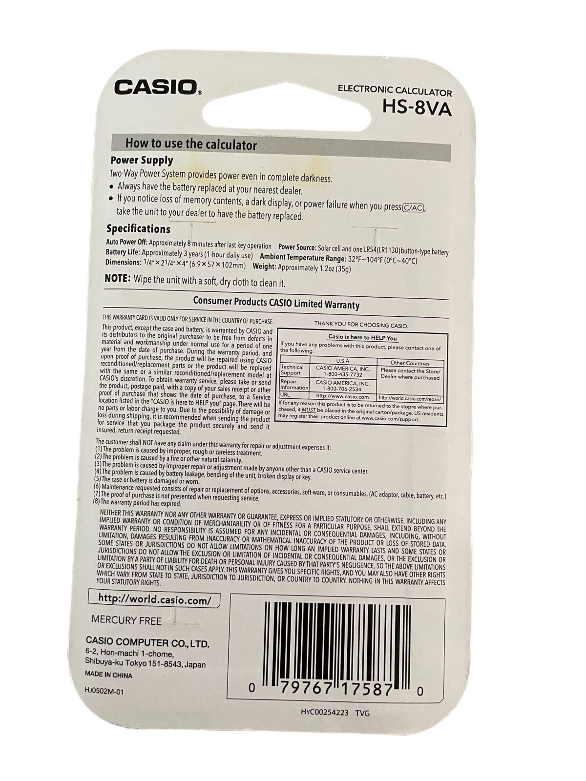 Casio+HS-8V+Basic+Calculator for sale online | eBay