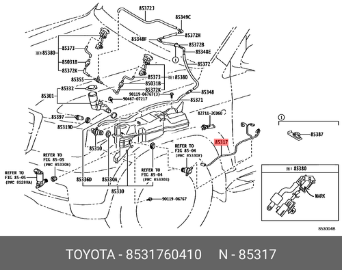 Genuine OE wiring assy, washer, 8531760410 for TOYOTA 85317-60410 | eBay.de