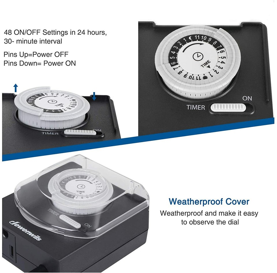 DEWENWILS Outdoor Electrical Outlet Timer Switch Plug in Waterproof ...