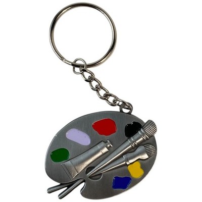 Artist Palette Keychain Silver Tone Paint Brush Tube Color Keychain ...