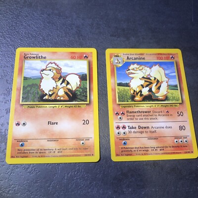 Growlithe LP 28/102 Arcanine HP 23 Base Set read!! Unlimited Pokemon ...