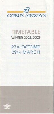 Cyprus Airways timetable 2002/10/27 | eBay