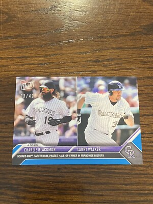 2023 TOPPS NOW #214 CHARLIE BLACKMON TIES WALKER FOR RUNS BLUE PARALLEL ...