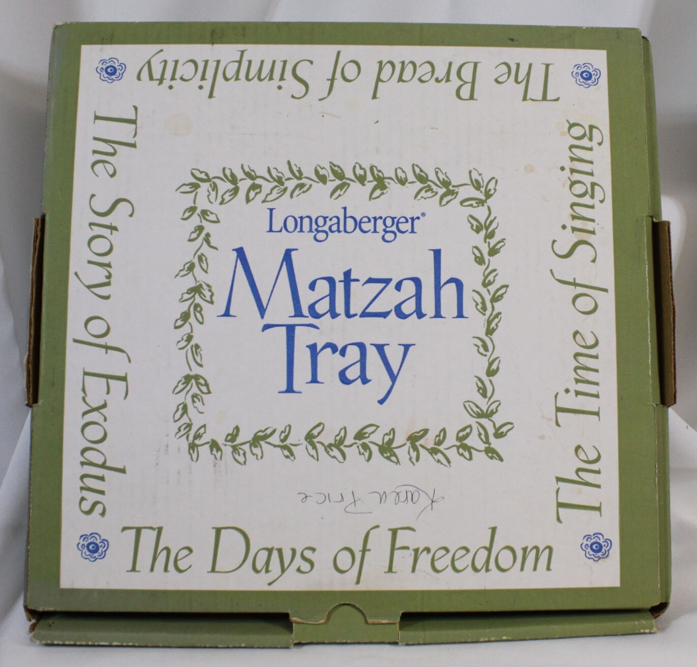 Vtg Longaberger Matzah Tray Square Platter Hebrew Jewish 2000 Handled ...
