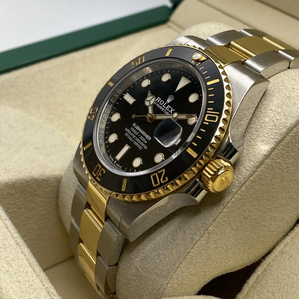 Rolex Submariner Date 126613LN 18K Yellow Gold Steel Black Dial Watch ...