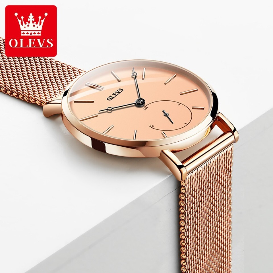 OLEVS Women's Quartz Watch Ultra-Thin Case, Mesh Bracelet, Waterproof ...