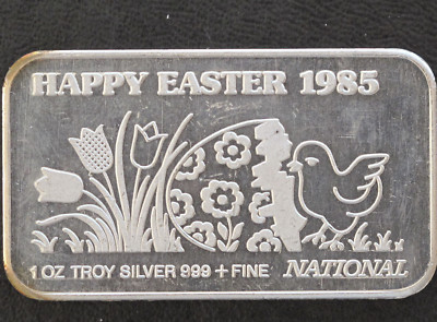 1985 National Mint Happy Easter Silver Art Bar NA-51V P2249 | eBay