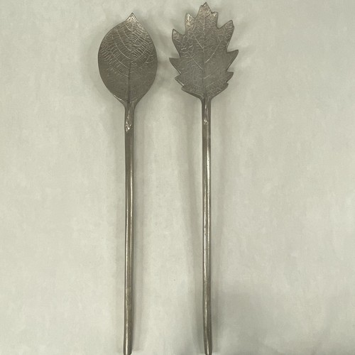 Mariposa Vintage Pair of Oak Leaf-Shaped Salad Serving Spoons - Aluminum, 1992 | eBay