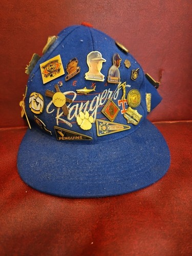 Vintage Texas Rangers Snapback Hat/cap - Includes MANY Pins. See Photos ...