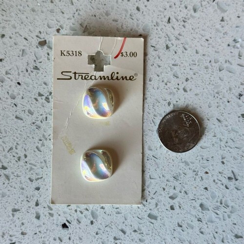 2 Vintage 50s NEW on card White Iridescent Square Shank Buttons ...