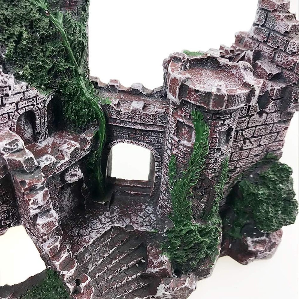 Large Fish Tank Decorations Castle Aquarium 8x6x6 inchs, Green | eBay