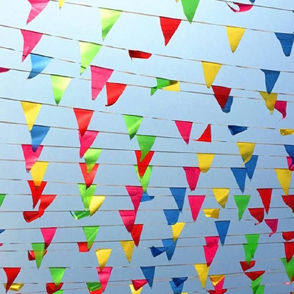 +100M Triangle Flags Bunting Banner Pennant Festival Wedding Party ...