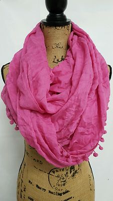 LULLA COLLECTION BY BINDYA POM POM TRIM INFINITY SCARF WRAP SHAWL STOLE ...