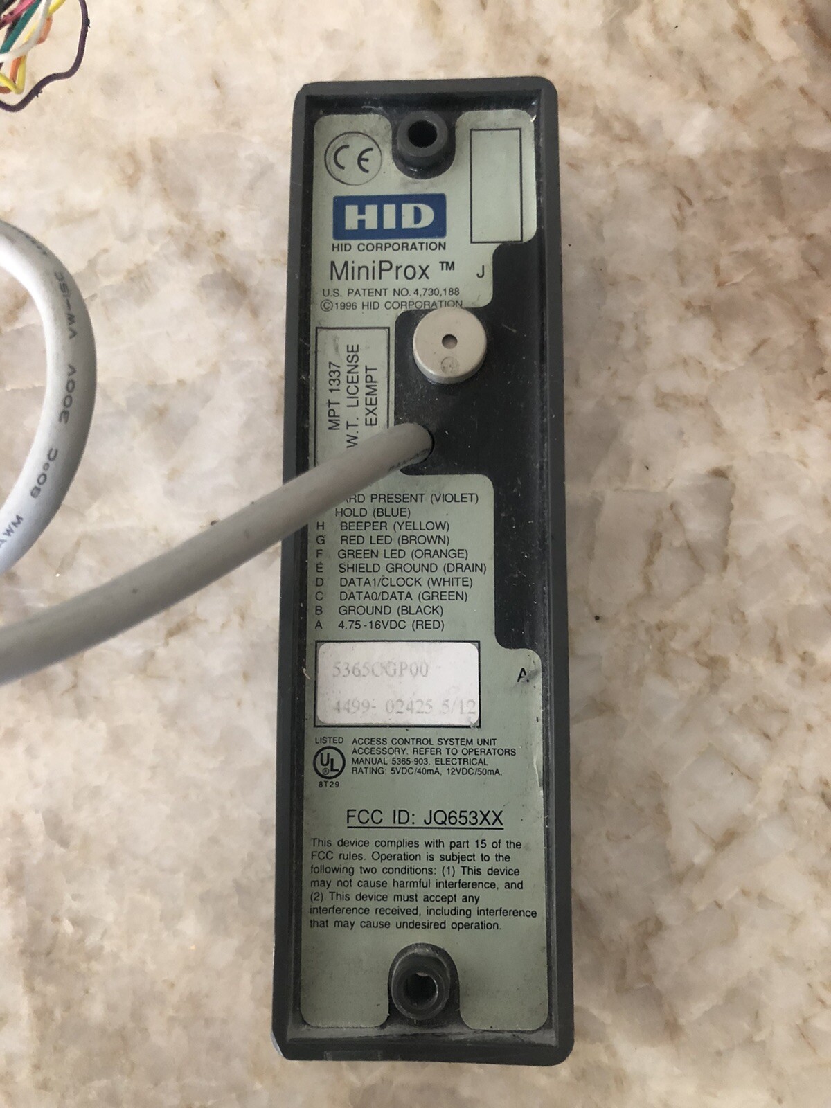 Honeywell MiniProx 5365CGP00 Prox Reader, mullion, Read HID 125KHz ...