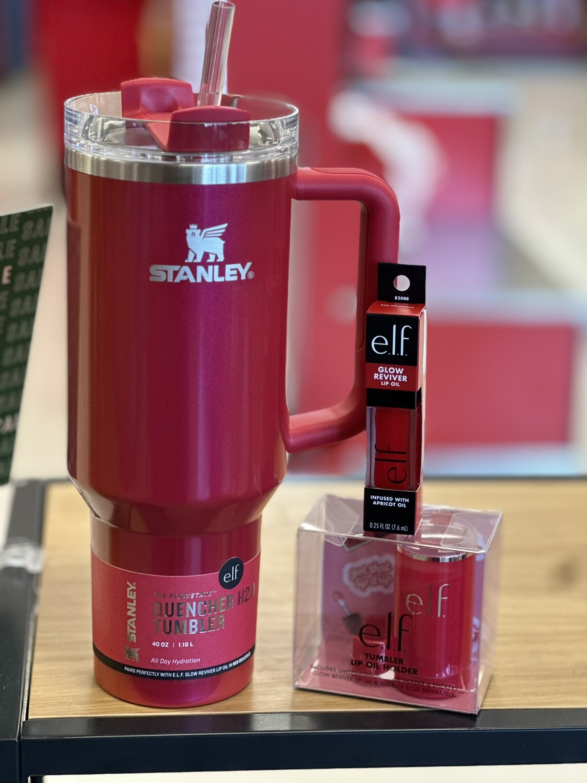 NWT STANLEY X ELF Red Delicious Collab Tumbler With Lip Oil Holder And ...