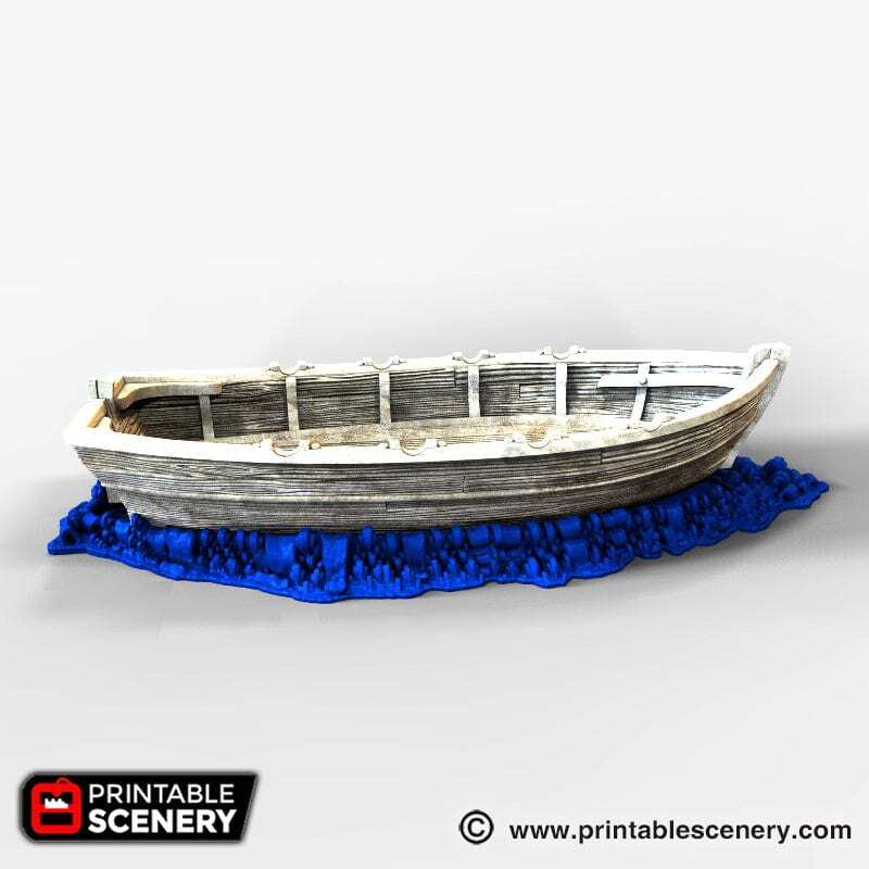 Row Boat Long boat - Pirate Ship - Tabletop Terrain Miniature Terrain ...