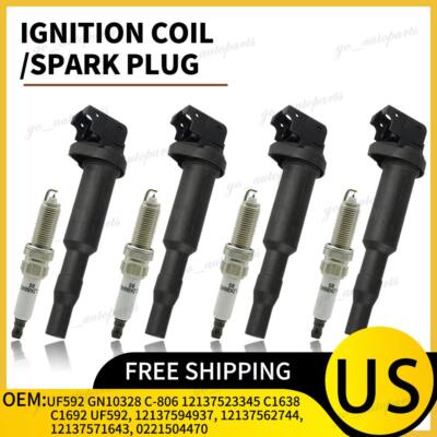 UF-592 Ignition Coil Spark Plug Kit for BMW 128i 328i 535i 550i 750i X5 ...