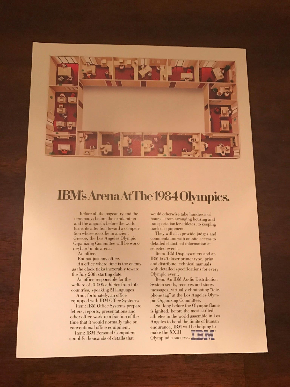 1984 VINTAGE 8X11 PRINT Ad FOR IBM PC OFFICE SYSTEMS IBM'S ARENA AT THE ...