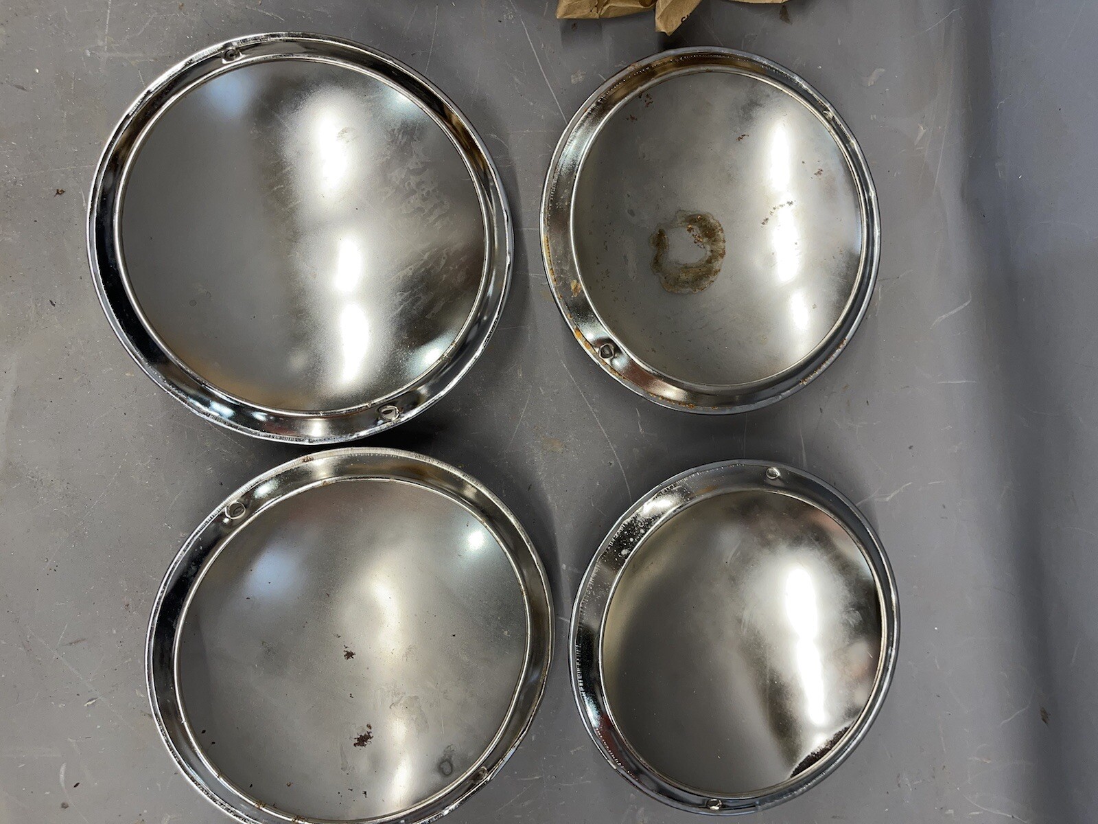 Vintage Baby Moon Half Dog Dish Hubcap 8" Hot Rat Rod Ford Chevy Dodge ...