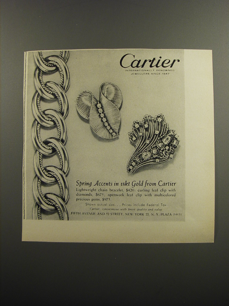 1953 Cartier Jewelry Ad - Spring accents in 18 kt gold from Cartier | eBay