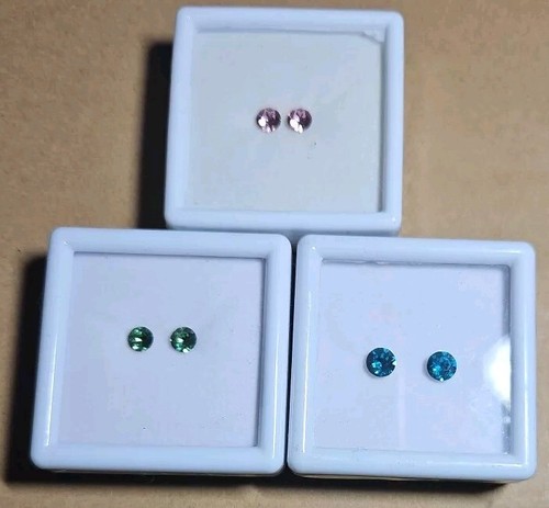 Lots Of 3~ 2 Pack Gemstone~ Blue, Erinite, & Ligt Rose Crystal Round ...