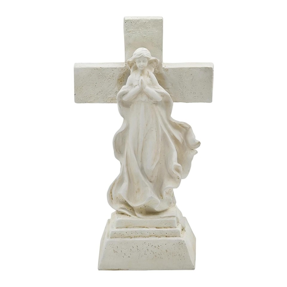Solar Virgin Mary Resin Cross Garden Light Catholic Religious Statue ...