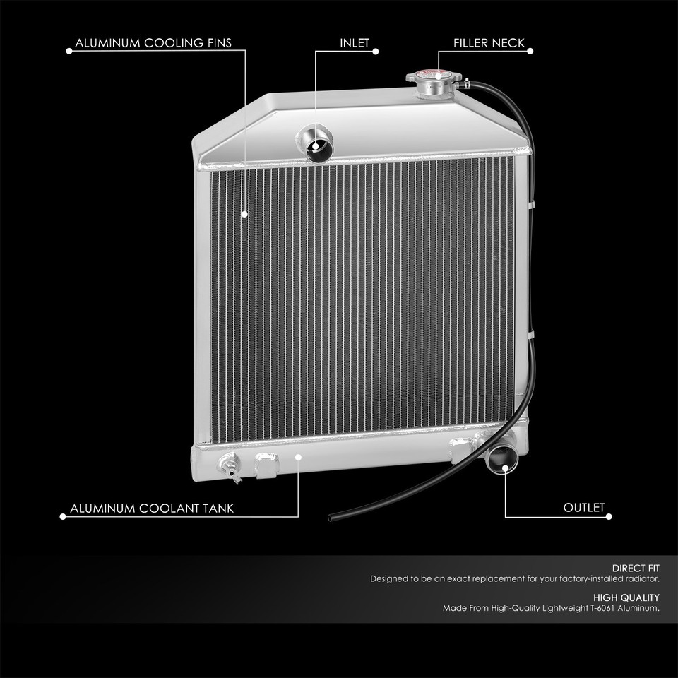 3-Row Aluminum Radiator for Ford Tractors 2000 2600 3000 3400 3500 4000 ...