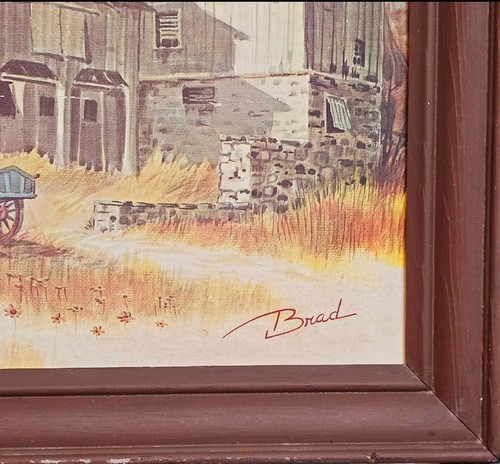 Rustic Barn Fall Scene Framed Lithograph Print – Country Farmhouse Wall ...