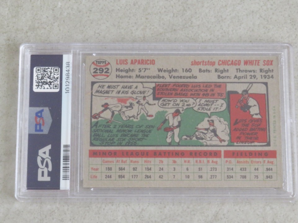 PSA 7 NM 1956 TOPPS BASEBALL LUIS APARICIO #292 CARD | eBay