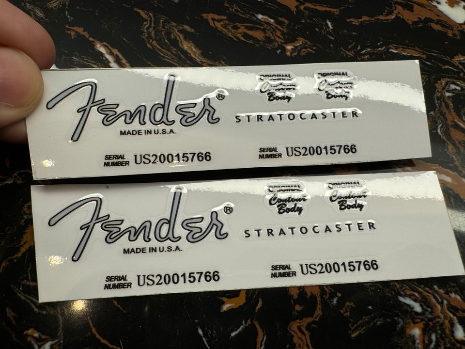 2Pcs FENDER Stratocaster Custom Body Guitar Vinyl UV Headstock Decal ...