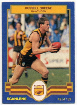 1986 AFL VFL SCANLENS FOOTBALL CARD - 42 Russell GREENE (HAWTHORN) Mint ...