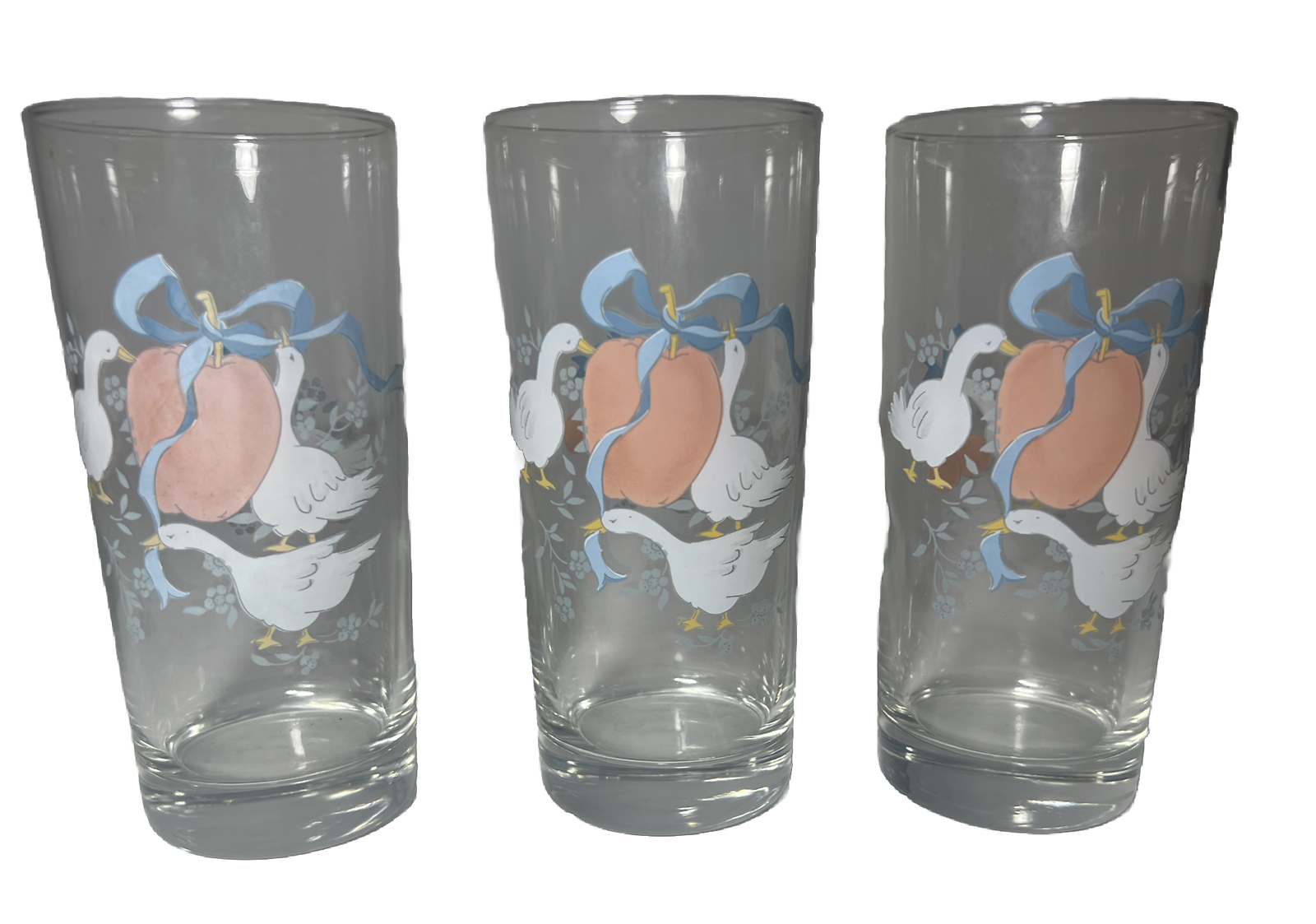 Set Of 3 International China Marmalade Goose Geese Glasses 6 1/4” Vtg ...