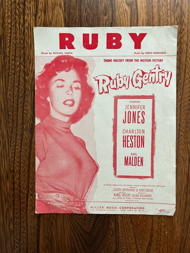 "Ruby" Theme From Ruby Gentry Sheet Music 1953 Jennifer Jones Charlton Heston | eBay