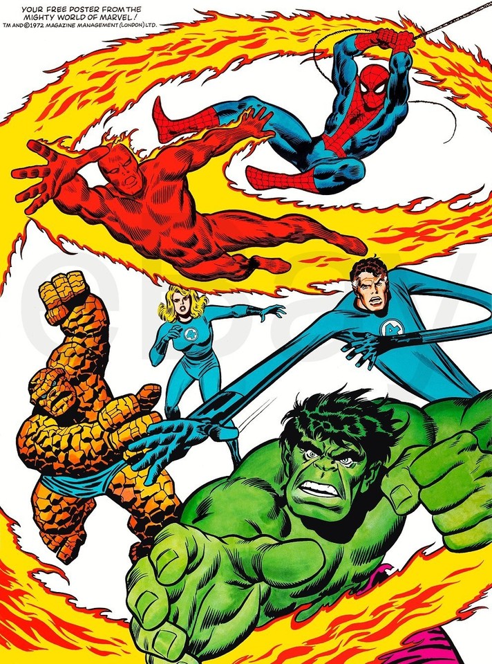 Marvel 20 x 27 Stan Lee John Buscema Mighty Marvel UK Promo Send Away ...