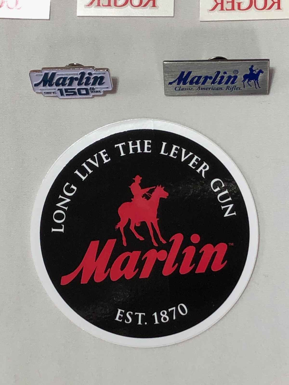 RUGER MARLIN GUN SHOW 5 STICKER DECAL BUMPER 4 LAPEL HAT 70 ANNIV EAGLE ...