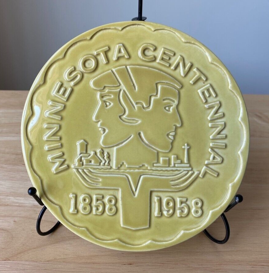 Vintage RED WING POTTERY MINNESOTA CENTENNIAL 6.75" Yellow Trivet ...
