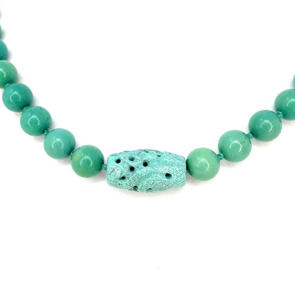 Vintage Chinese Natural Turquoise Bead Necklace | eBay