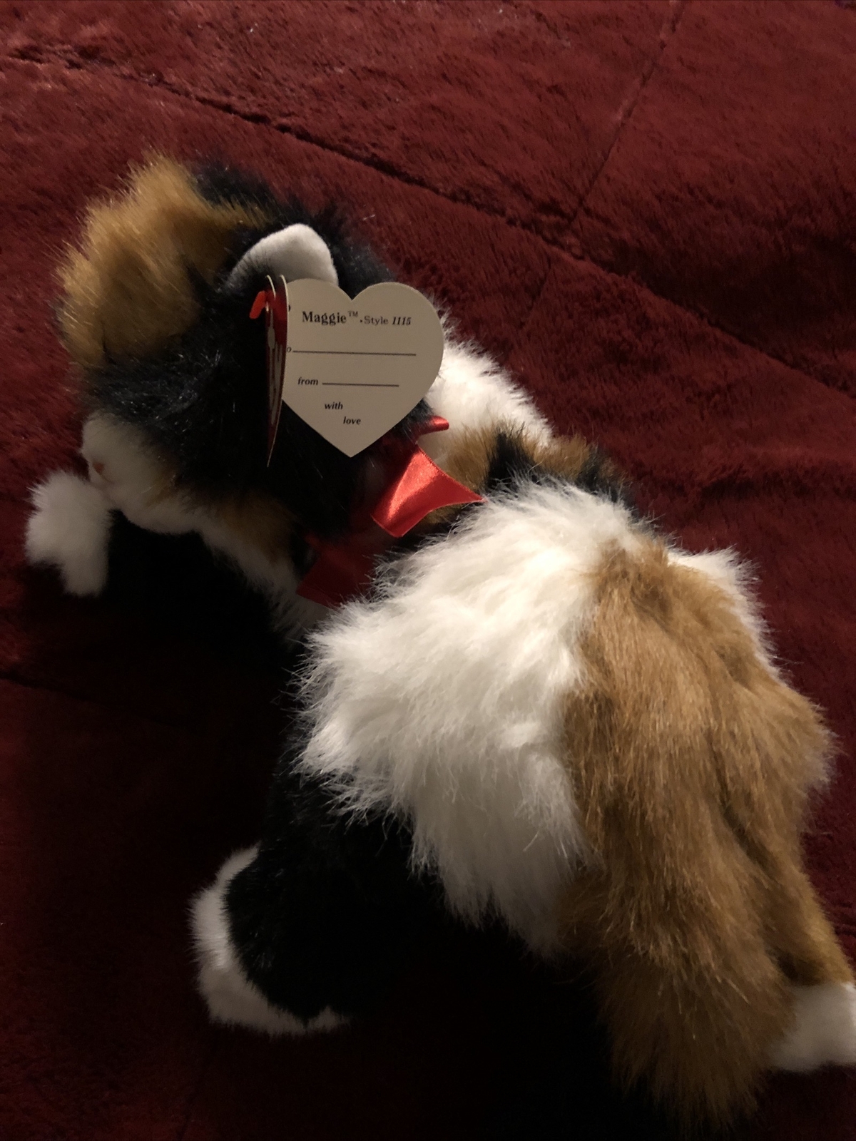 Z2 1995 Ty Maggie Calico Cat 15" Laying Plush Vintage Kitten Vtg ...