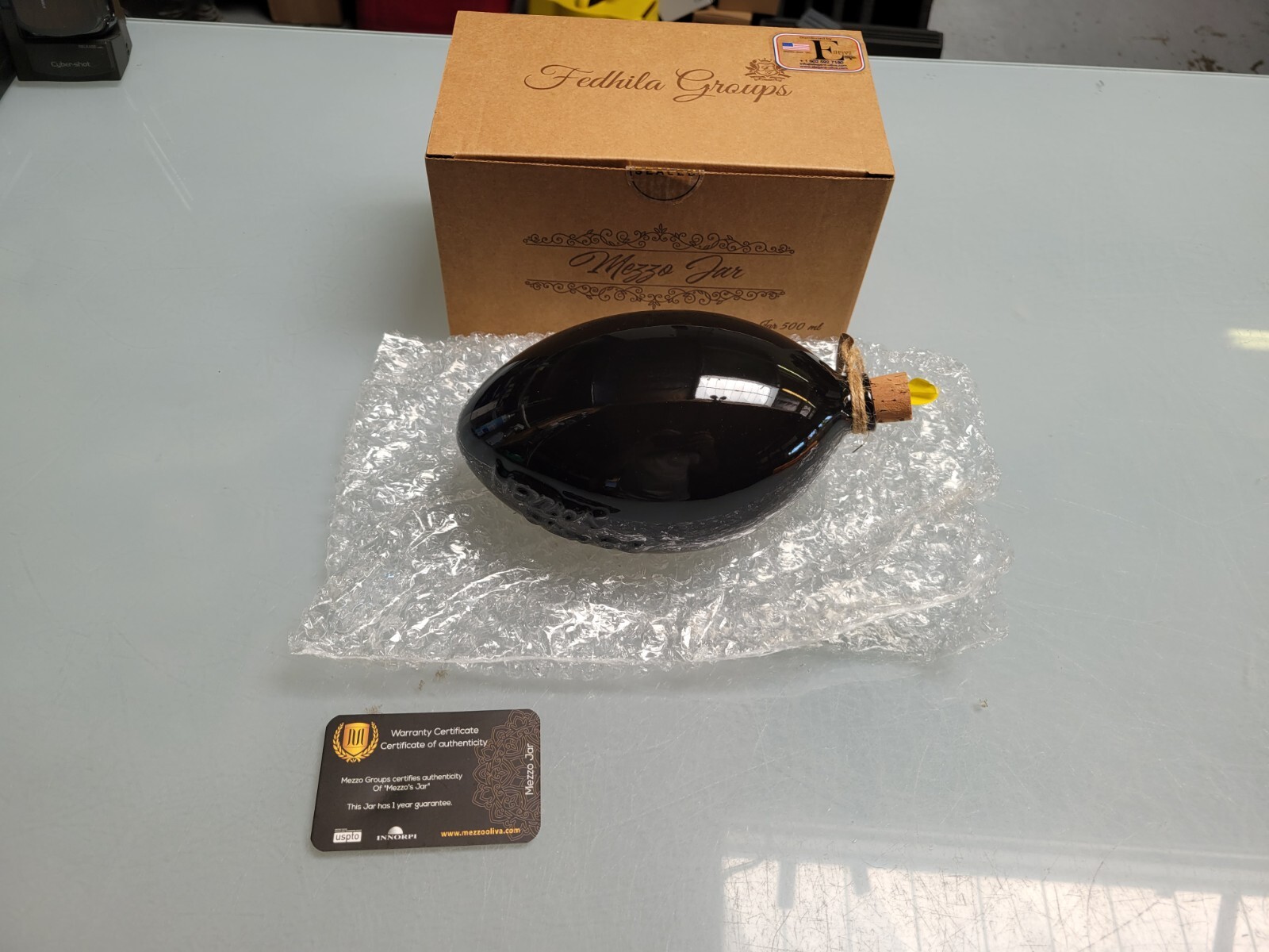 *RARE* Genuine Mezzo Oliva Olive Oil Jar Black Bottle 500 ml EMPTY With ...