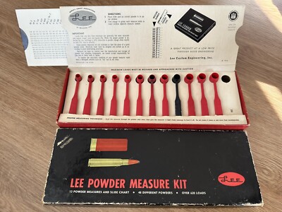 Vintage Lee Powder Measure Kit Dipper Set- 13 Powder Measures and Slide ...