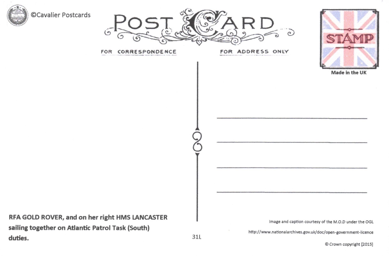 Postcard Royal Navy RFA GOLD ROVER, HMS LANCASTER Atlantic Patrol ...