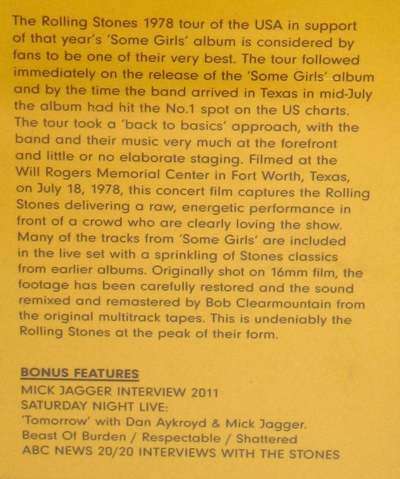 The Rolling Stones: Some Girls-NEW Blu Ray & CD 2 SET Live in Texas '78 ...