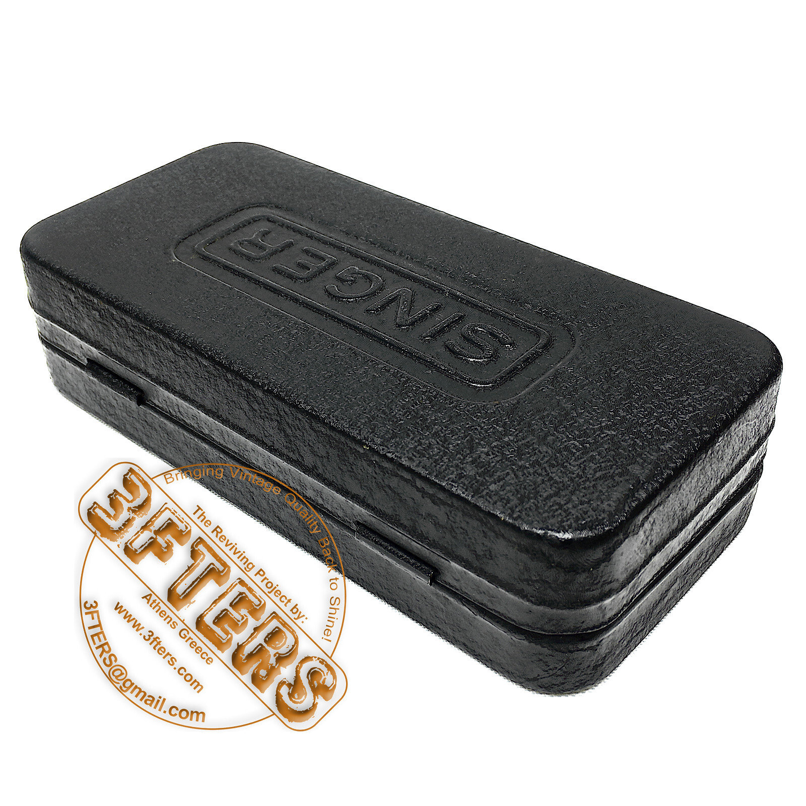 SINGER Black Godzilla Attachment Box Metal Crinkled Complete ...