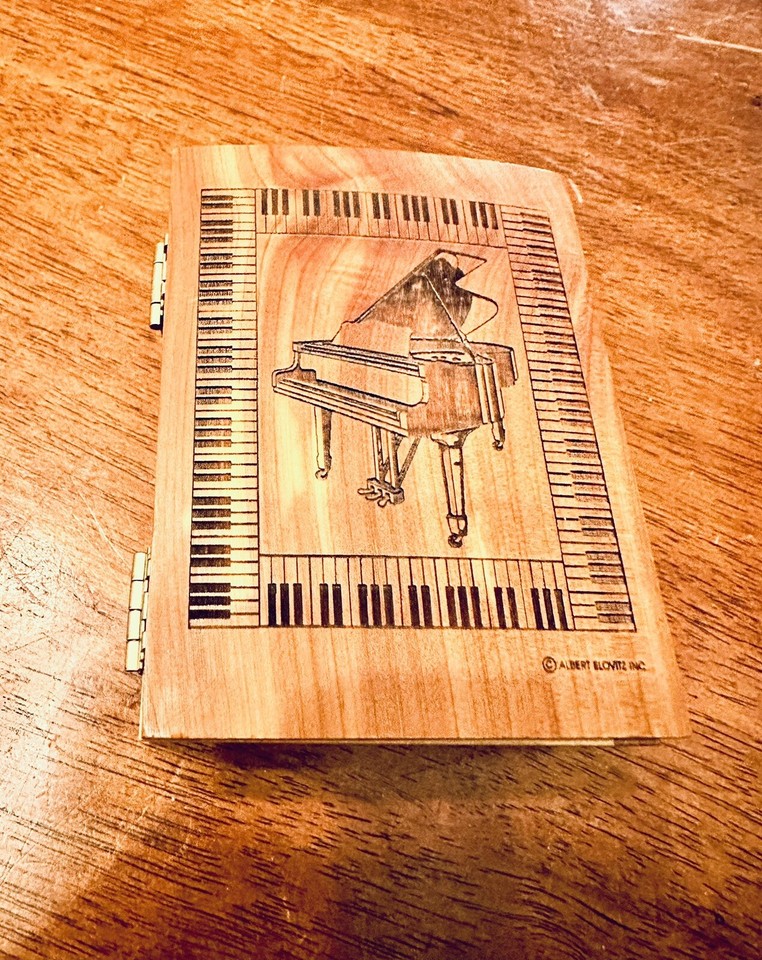 Vintage Wooden Trinket Box Albert Elovitz box with piano design Rare ...